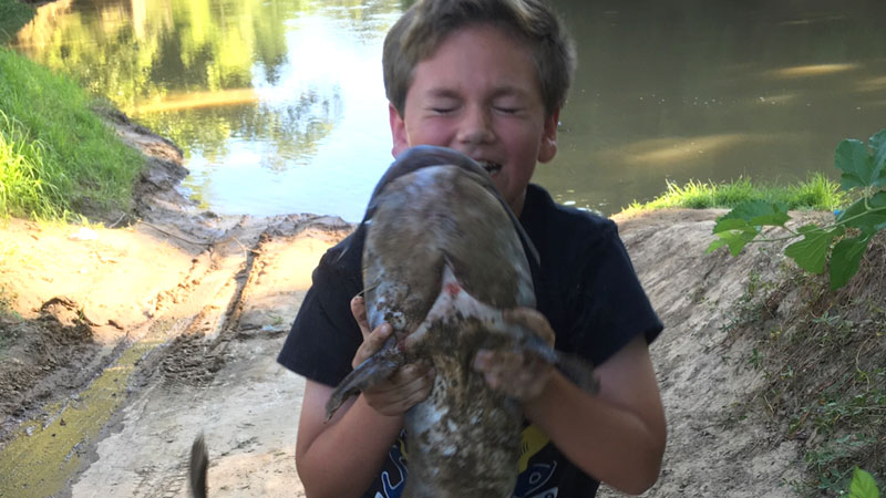 Youth angler Wade Swain with a nice catfish - Carolina Sportsman